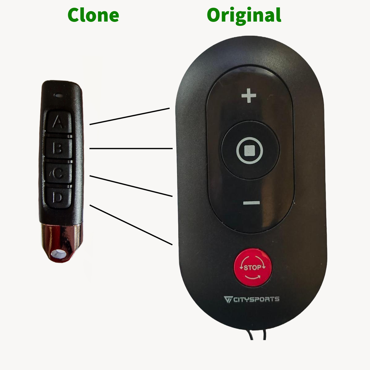 CitySports Radio Frequency Replacement Clone Remote Control