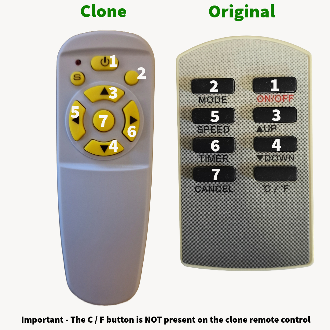 B&Q WAP-021 EC Air Conditioner Clone Remote Control